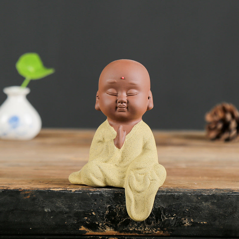 Little Monk Figurines Buddha Statue With Zen Table & Chairs – MR ...